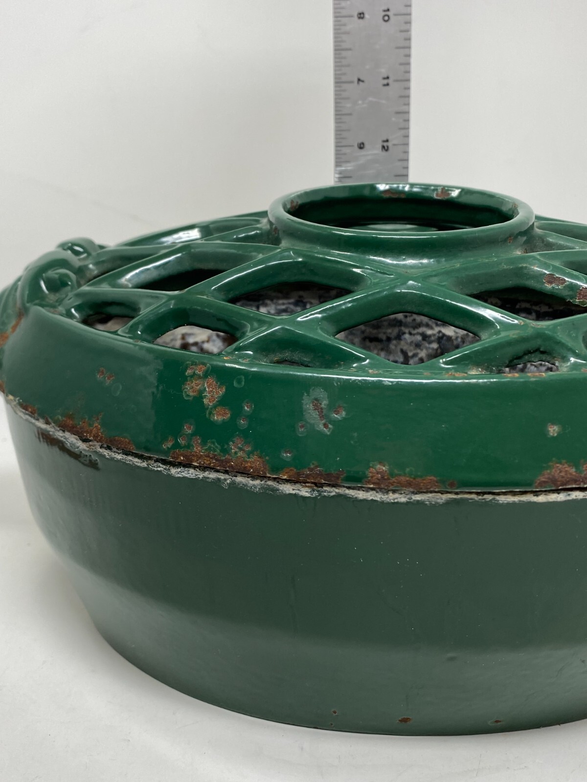 John Wright Forest Green Enameled Cast Iron Lattice Steamer Stovetop ...