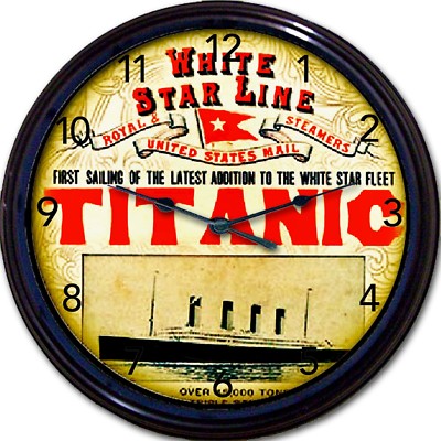 Titanic White Star Line Ship Poster Wall Clock UK NY Passenger Ocean ...