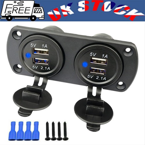 12V Double USB Socket Dual Charger Camper Van Motorhome Caravan ...