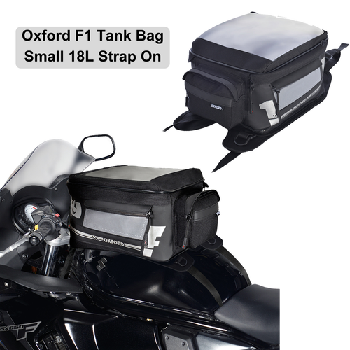 Oxford F1 S18 Mini Motorcycle Tank Bag Strap-On Motorbike Luggage Black ...