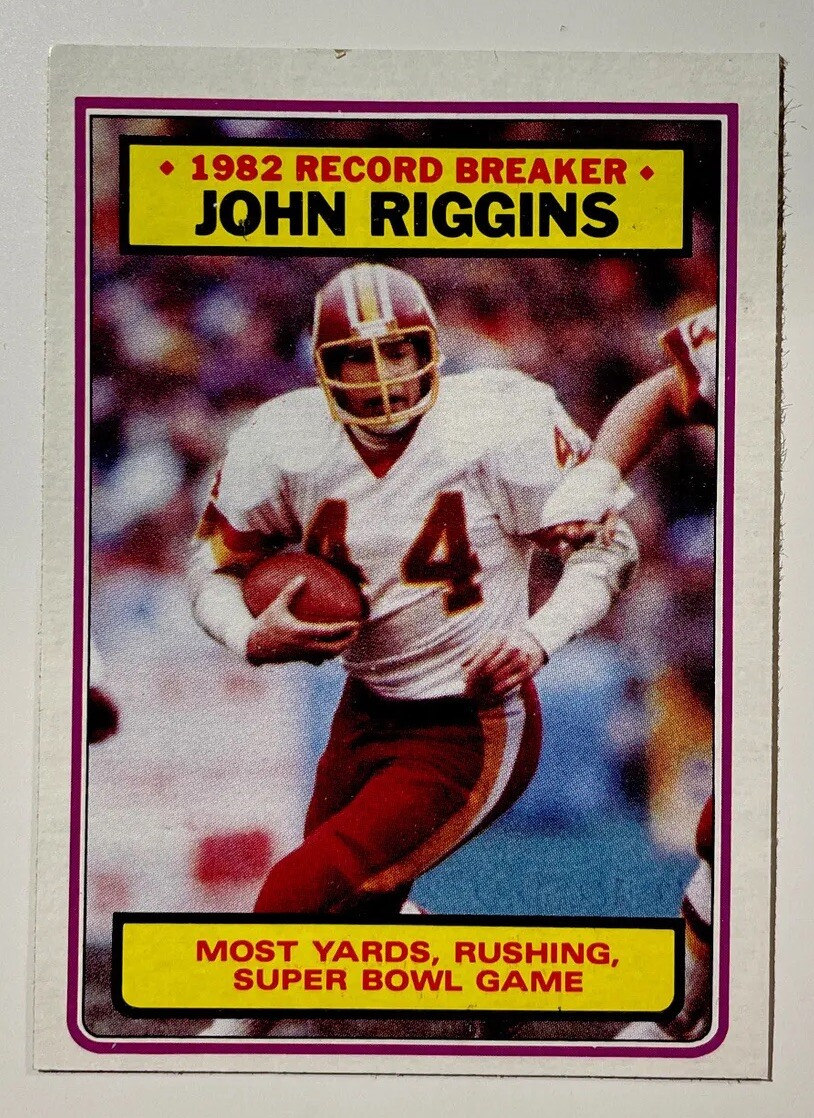 1983 TOPPS JOHN RIGGINS 1982 RECORD BREAKER FOOTBALL CARD #8 WASHINGTON ...