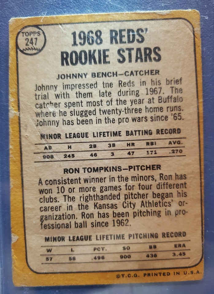1968 johnny bench rookie card | eBay