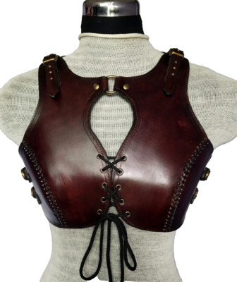 Warrior Armor, Black Leather Female Viking Chest-plate LARP cosplay ...