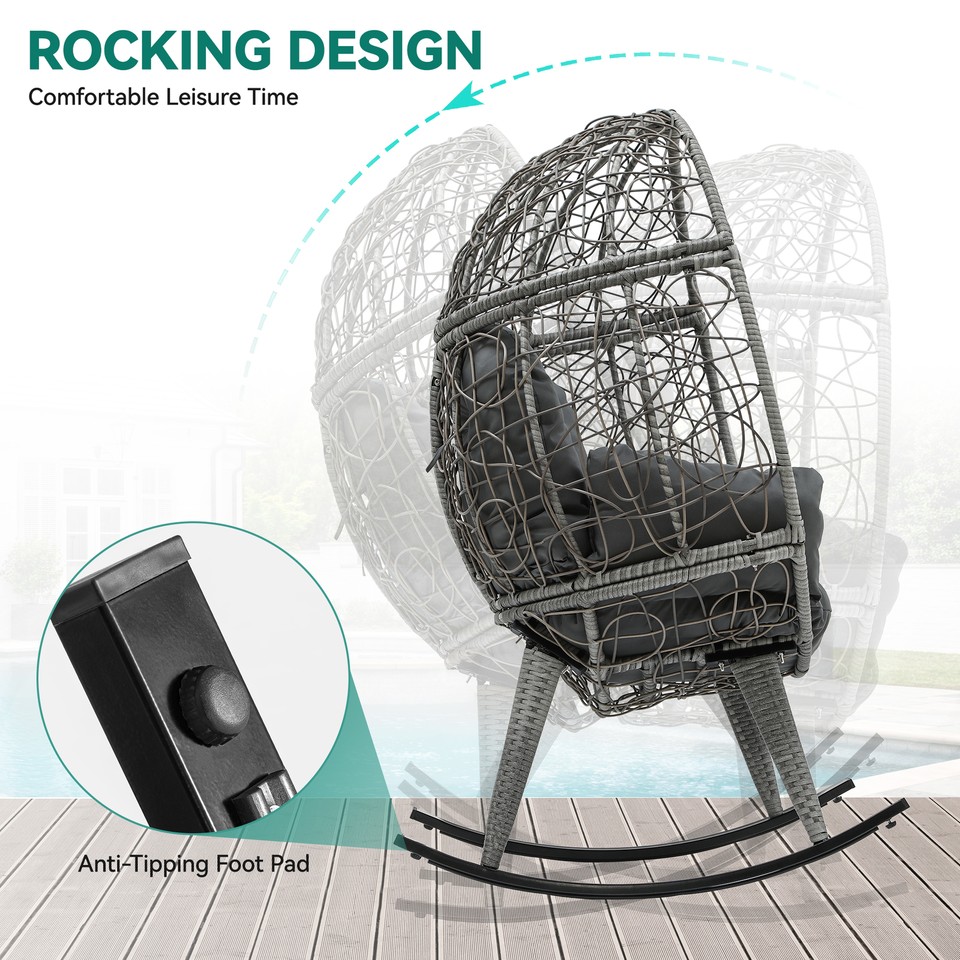 YINTATECH Rocking Egg Chair Wicker Patio Chair Resilient Egg Chair w ...