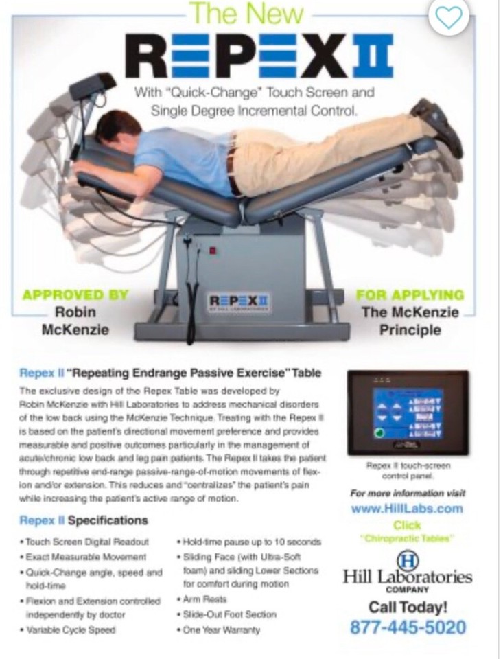 REPEX II Hill Labs McKenzie Physical Therapy Table Chiropractor | eBay