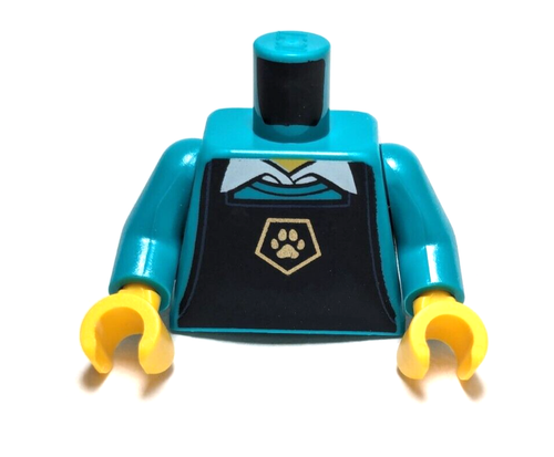 Lego - Minifigure Torso - Teal Blue, Black Apron, Paw Print, Pet ...