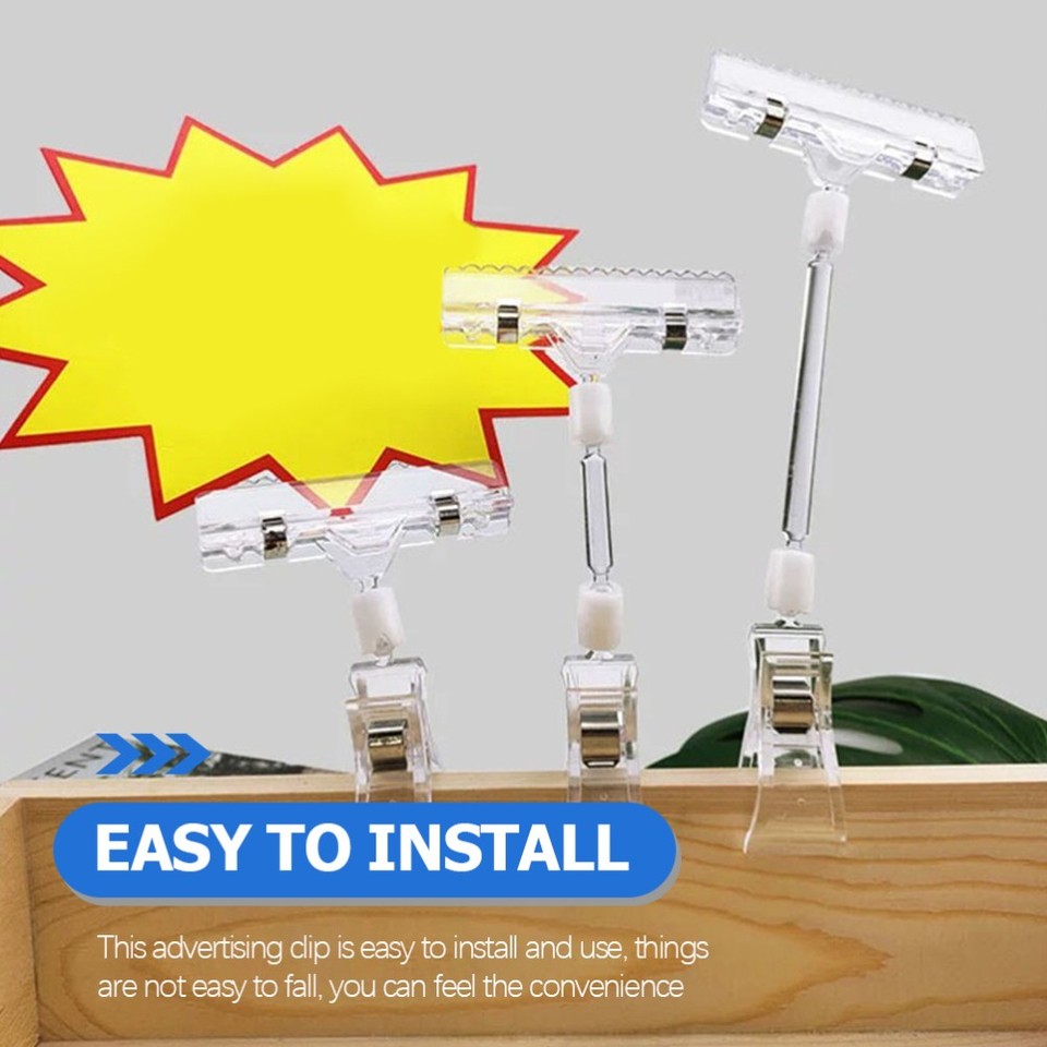 12 Pcs Price Tag Stand Plastic Labels Clips Sign Holder for Retail Rack ...