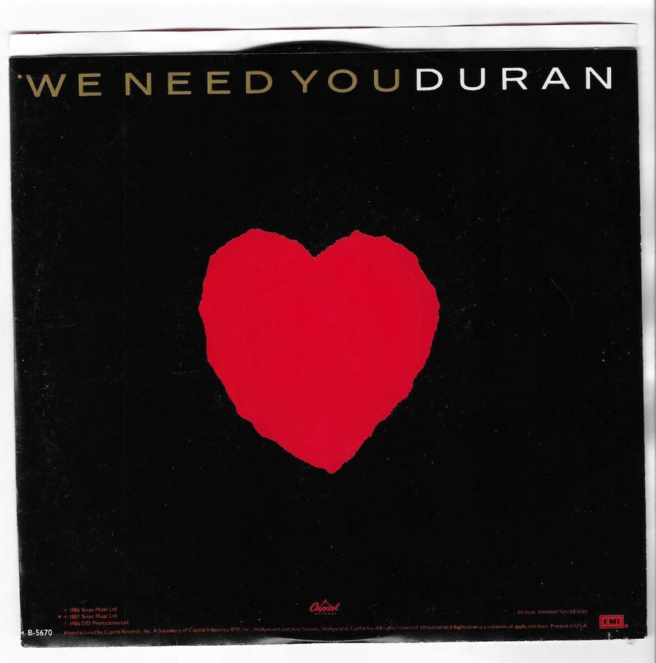 DURAN DURAN - SKIN TRADE / WE NEED YOU - 1987 7" 45rpm VINYL RECORD w ...