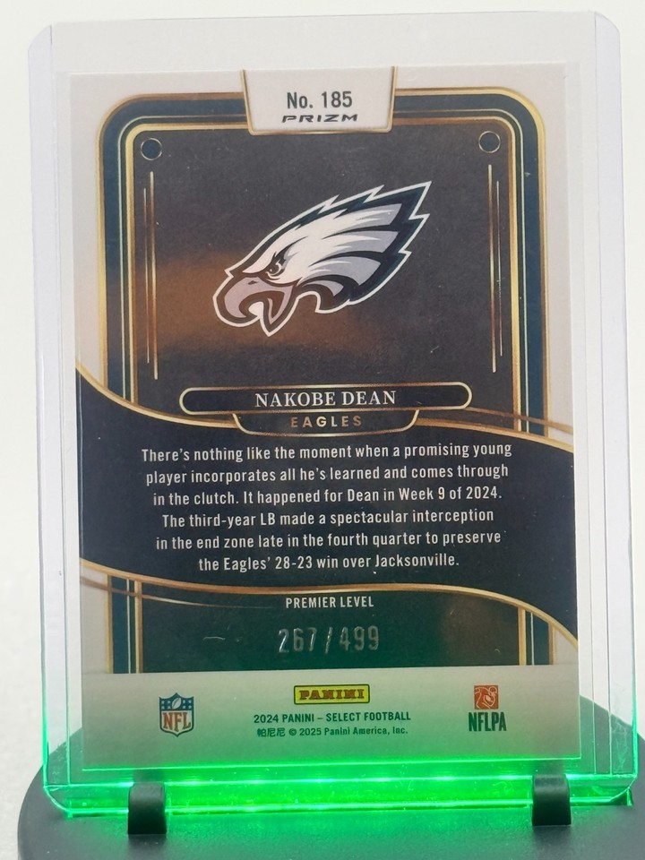 2024 Panini Select - Premier Level Nakobe Dean #185 Neon Green Shock ...