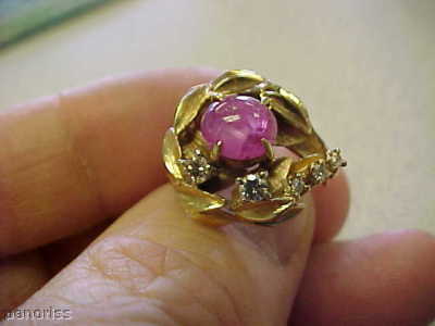 CAB RUBY & DIAMOND ESTATE RING SIZE 6 Make Offer | eBay