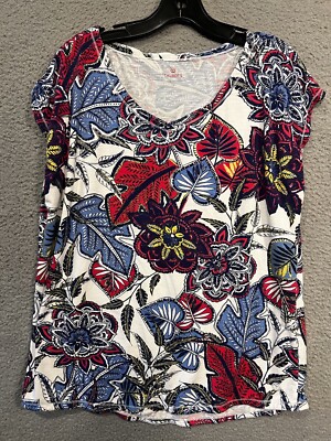 Talbots Plus V Neck Multicolor Floral Top Size 1X | eBay