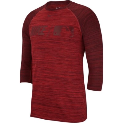 Nike Dri-Fit Mens 3/4 Sleeve Baseball Shirt Men Size Small Red Base MLB ...