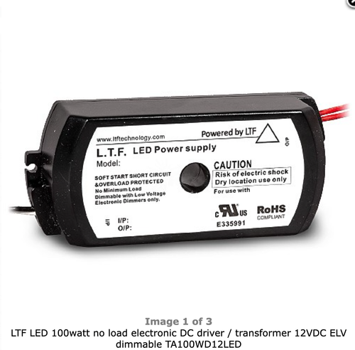 TA100WD12LED LTF LED 100watt no load electronic DC driver / transformer ...