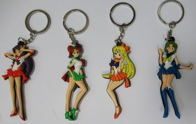 Sailor Moon Set 4 Figure Keyring Rubber Mercury Mars Jupiter Venus ...