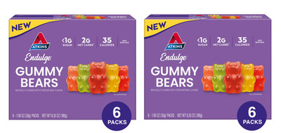 Atkins Endulge Gummy Bears, Low Sugar, Keto Candy, 6 Count, pack of 2 ...