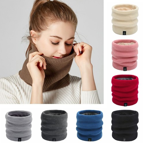 Fleece Lined Knitted Scarf Winter Neck Gaiter Neck Warmer Circle Loop ...