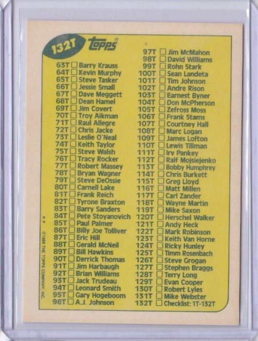1989 TOPPS TRADED FOOTBALL #132T CHECKLIST (ID89) | eBay