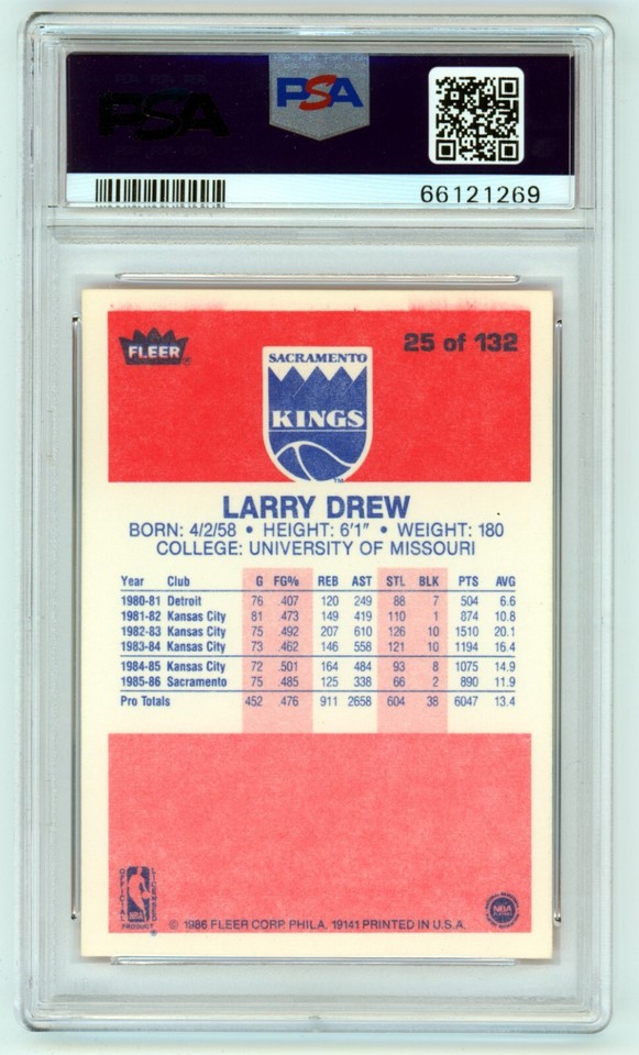 1986 Fleer #25 Larry Drew PSA 9 Mint Pack Fresh Sacramento Kings | eBay
