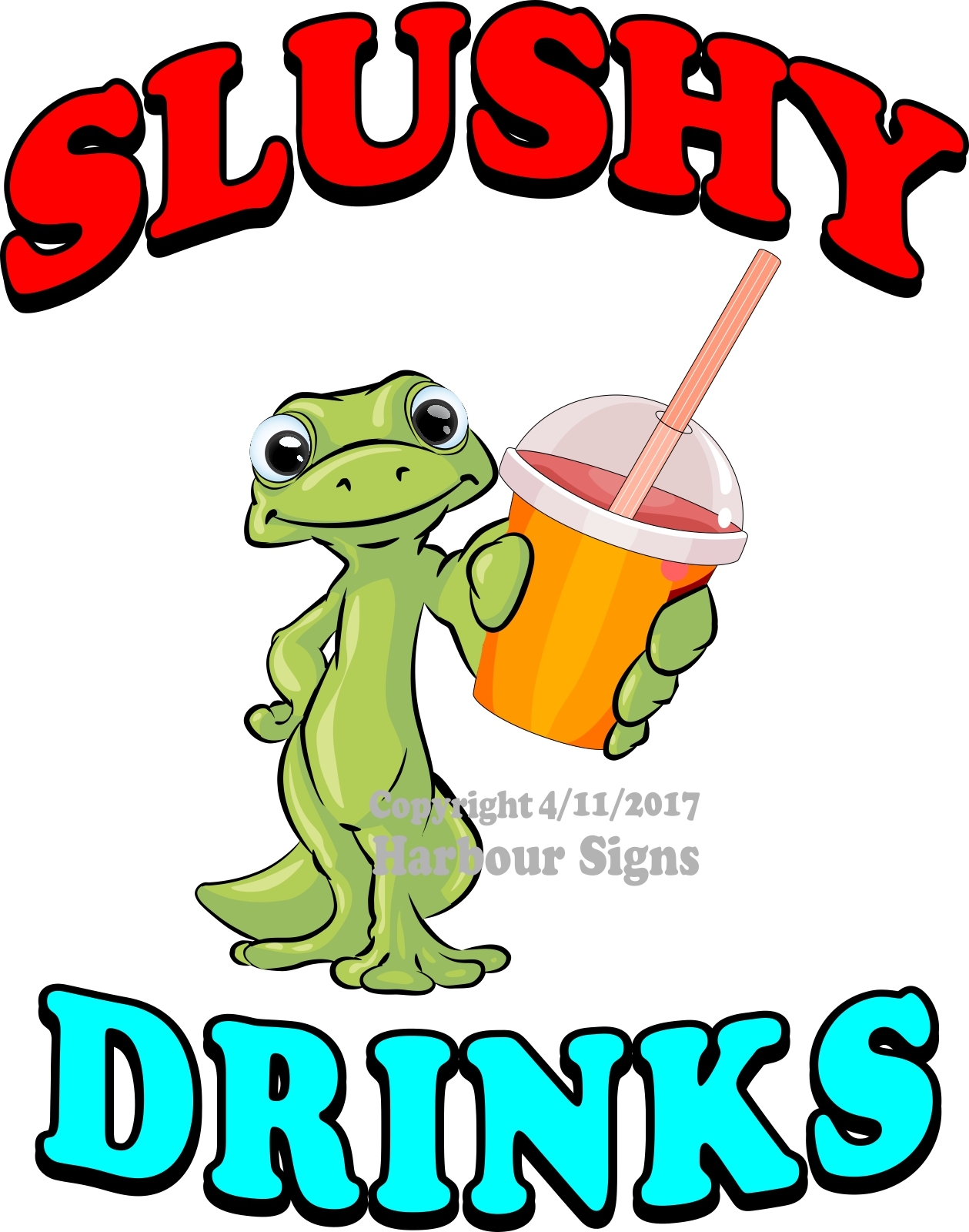 Slushy Drinks DECAL (Choose Your Size) Gecko Food Truck Concession Sign ...