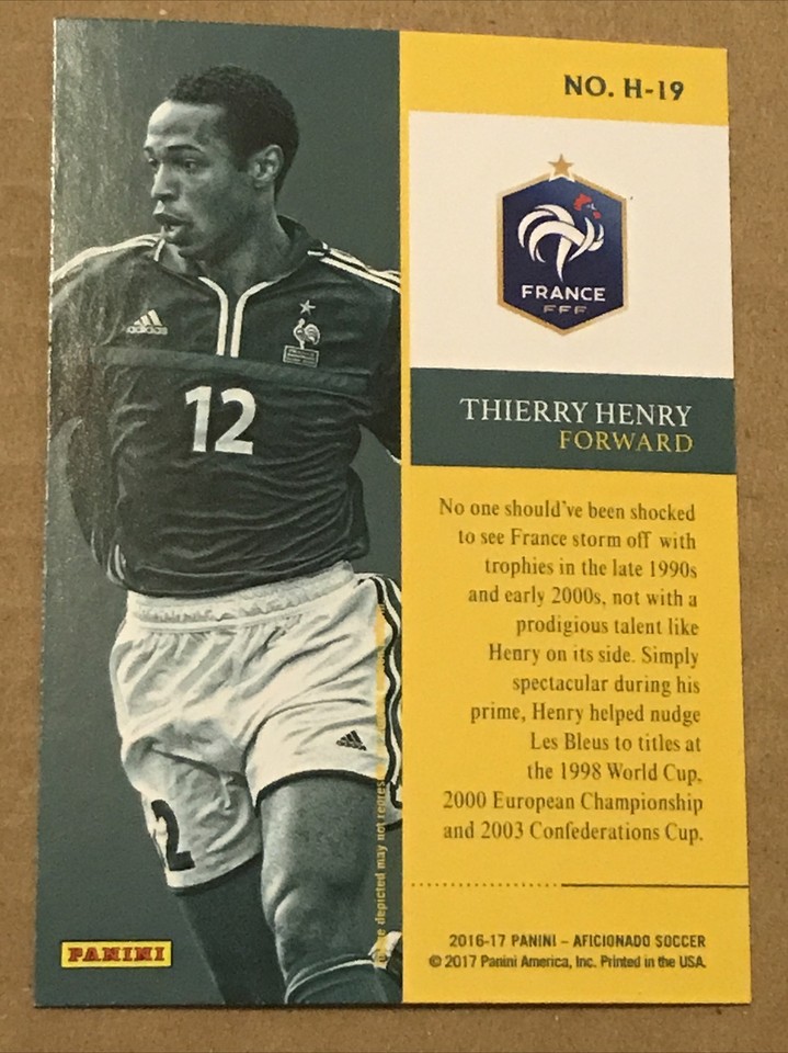 Thierry Henry 2016-2017 Panini Aficionado Heroes H-19 France Card | eBay