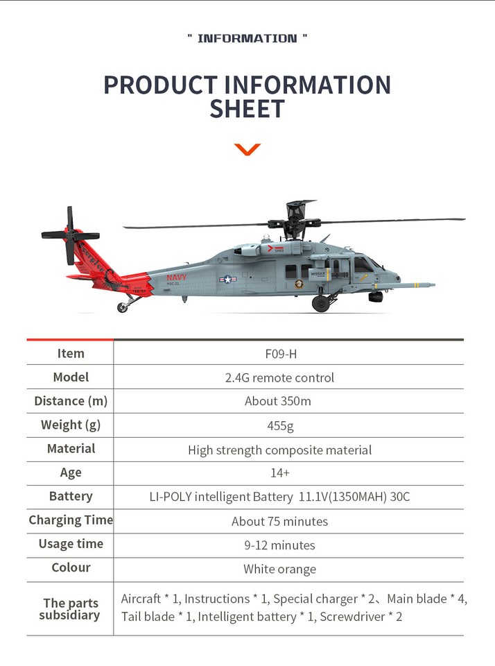 YXZNRC F09-H RC Helicopter RTF 2.4G 6-Axis Gyro 8CH GPS Aircraft w/2 ...