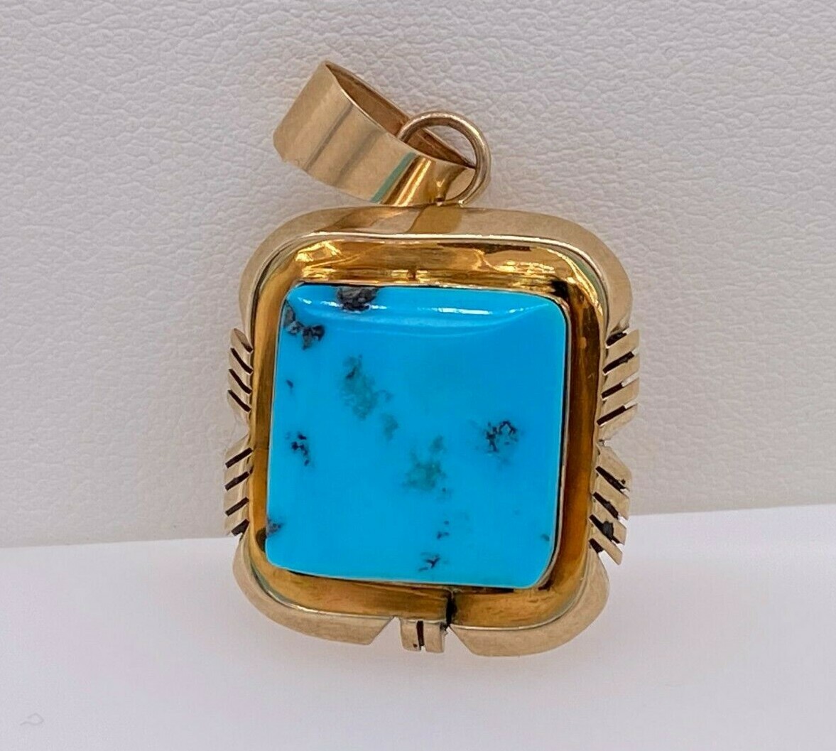 14K GOLD NATIVE AMERICAN DESIGNER HYSON CRAIG TURQUOI… - Gem