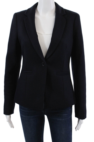 Hobbs London Womens Single Breasted Solid Notched Lapel Blazer Blue Size 6 | eBay