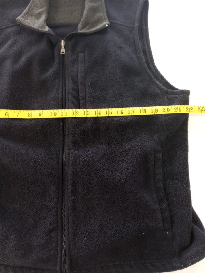 St. Johns Bay Fleece Vest Men L Blue Outdoor Hiking Full Zip Draw ...