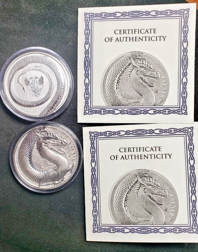 2020 Germania Beasts Double Fafnir BU 2 X 1 OZ Silver Duo Capsule ...