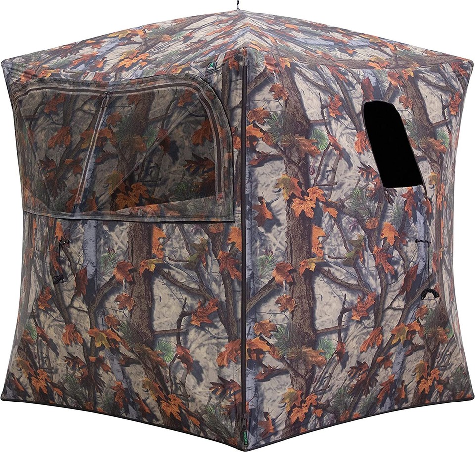 Ground Blind 2 Person Hunting w/ Full-Length Zippered Door, Poles ...