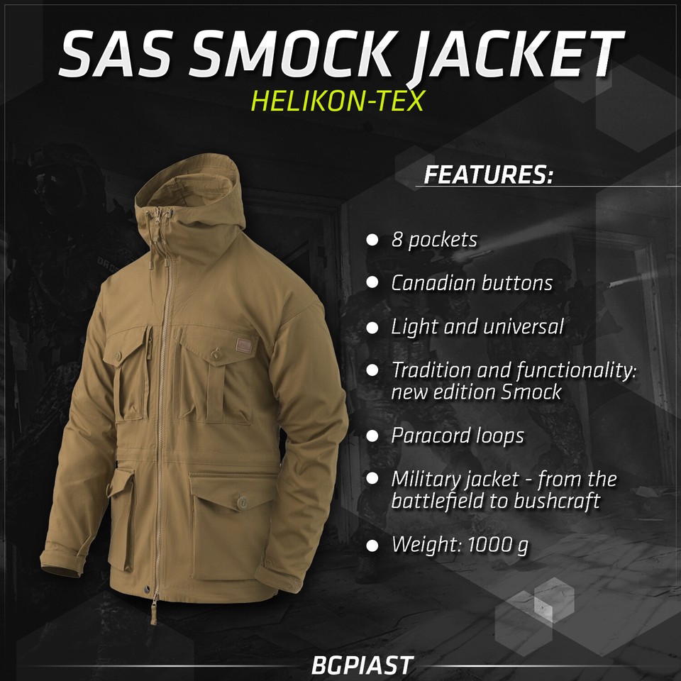 Helikon Tex SAS Combat Smock Army Military Field Jacket Parka Tactical ...