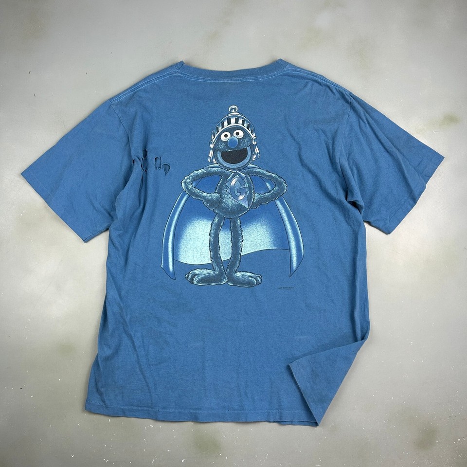 VINTAGE 90s Super Grover Sesame Street Cartoon Blue T-Shirt sz XL Adult ...