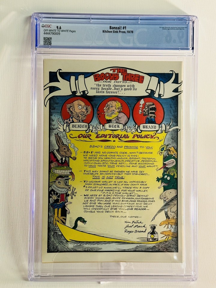 BANZAI! 1 CGC 9.6 Adult Humor Comic Kitchen Sink Comics 1978 1 Of 3 @ 9 ...