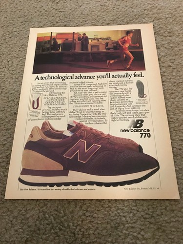 Vintage 1983 NEW BALANCE 770 NB Poster Print Ad Running Shoe 1980s RARE ...