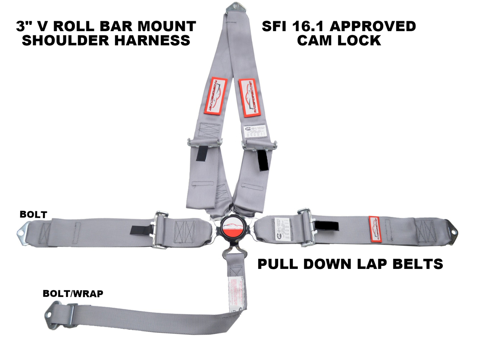 RACERDIRECT 5 PT 3" SFI 16.1 CAM LOCK RACING HARNESS V ROLL BAR MOUNT ...