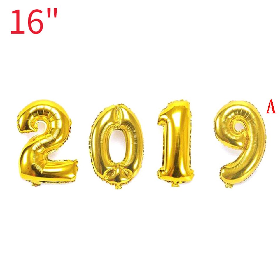 16" 32" Number Balloon 2019 Mylar Foil Balloons New Year Home ...