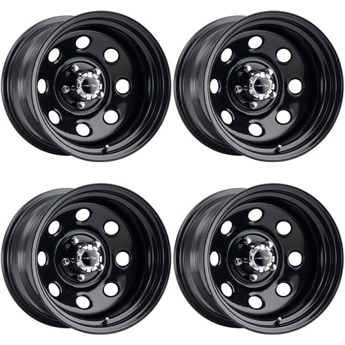 (Set of 4) Vision 85 Soft 8 15x10 5x5.5" -39mm Gloss Black Wheels Rims ...