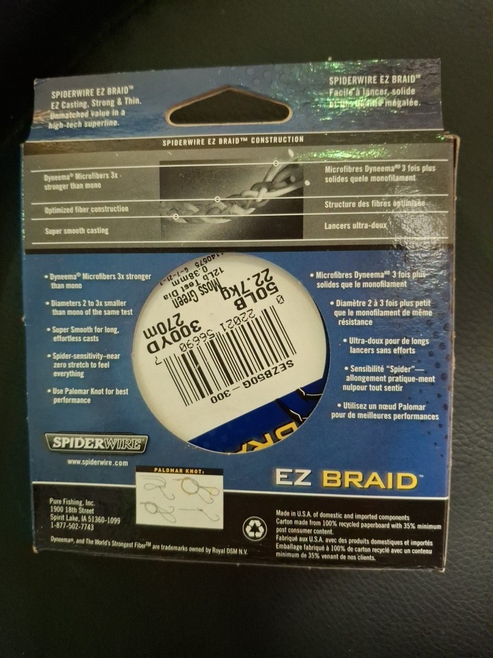 SpiderWire EZ Braid 50 lb / 300 yd Moss Green Fishing Line – SEZB50G ...