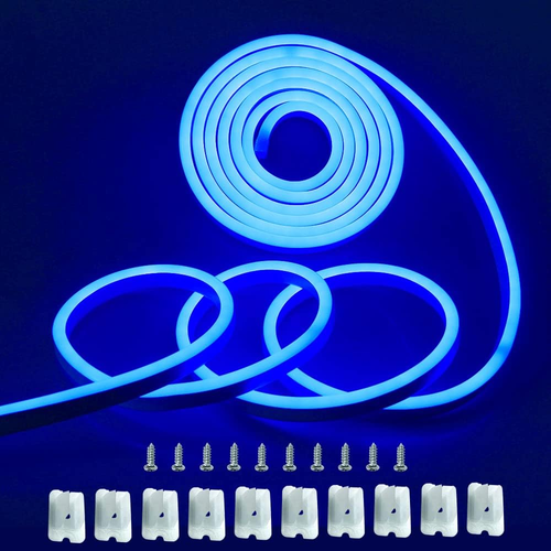 Blue LED Neon Rope Lights 16.4Ft/5M AC 110V-130V Neon LED Strip Light ...
