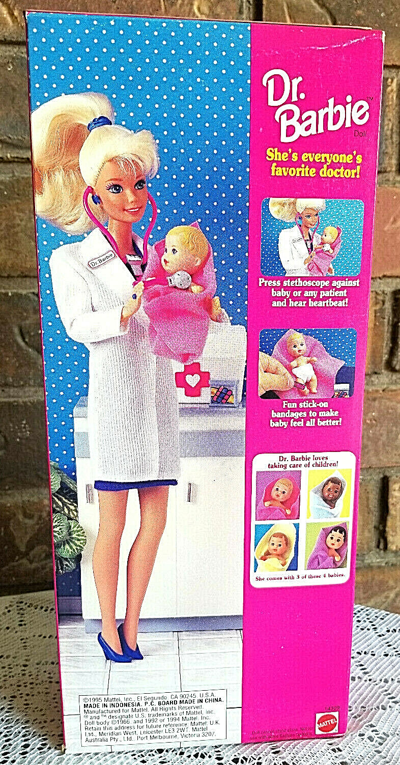 * 1995 DOCTOR BARBIE W/ 3 BABIES (Caucasian, African American ...