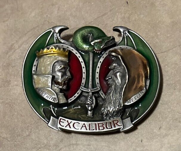 Excalibur Tanside Dragon Designs 1994 Metal Cast Belt… - Gem