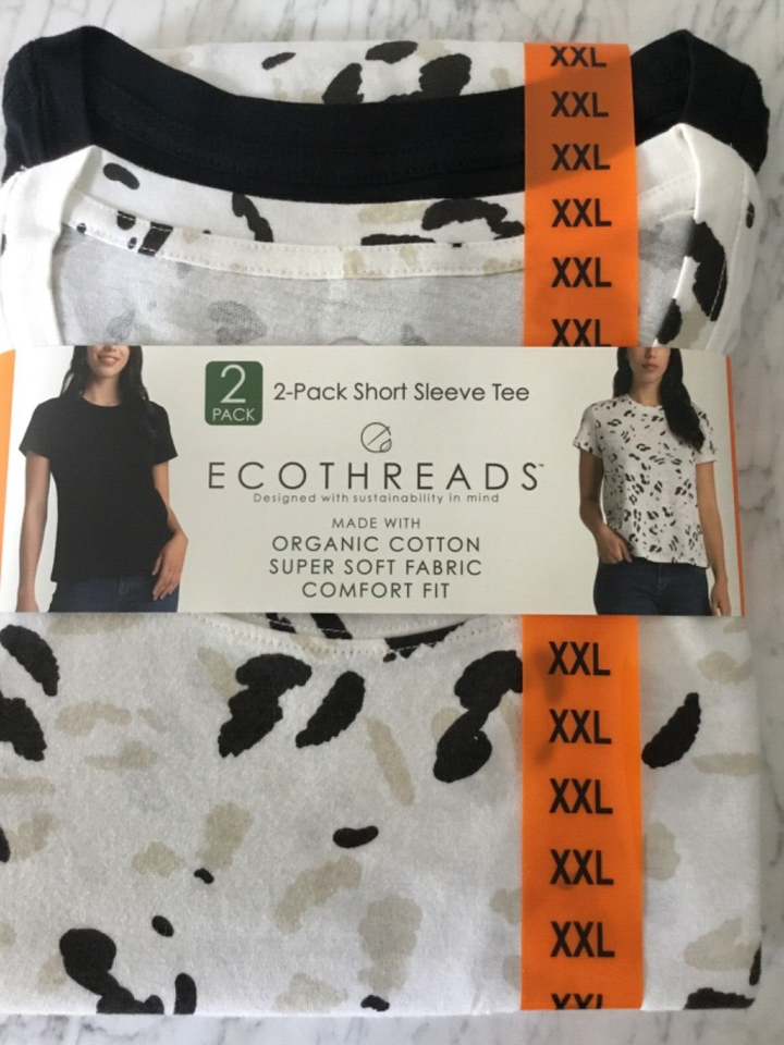 2-Pack Eco Threads Short Sleeve Tee Shirts NEW Womens Size XXL Organic ...