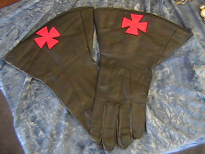 Masonic Knights Templar Gauntlets Black Leather Red Cross Masonic | eBay