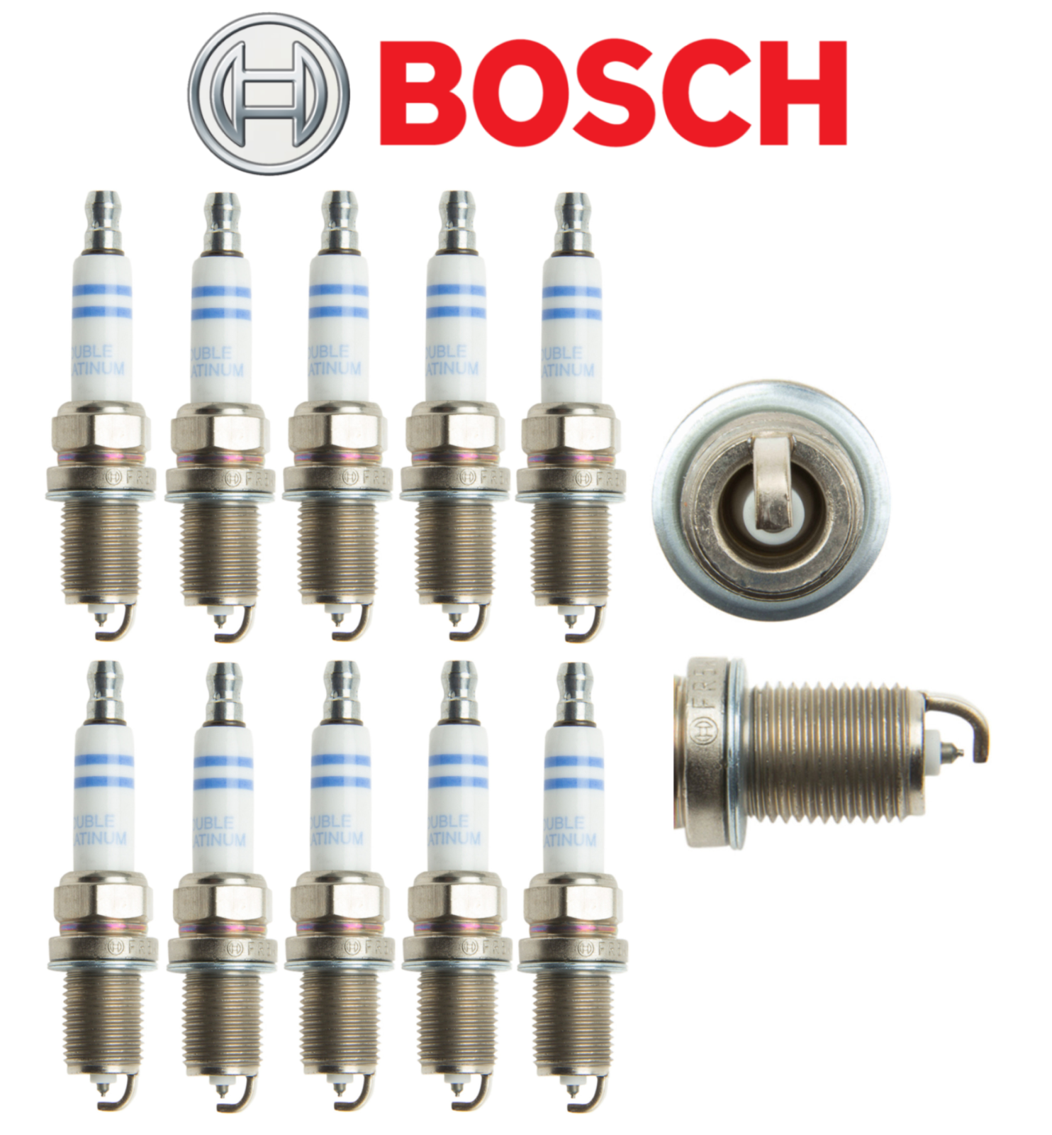 OEM Spark Plug Double Platinum (10pcs) Bosch for Audi R8 V10 5.2L 2010 ...