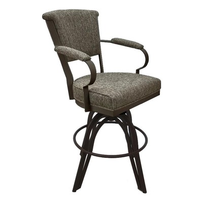 Tobias Designs Miami 30" Fabric & Metal Bar Stools in Driftwood/Brown ...