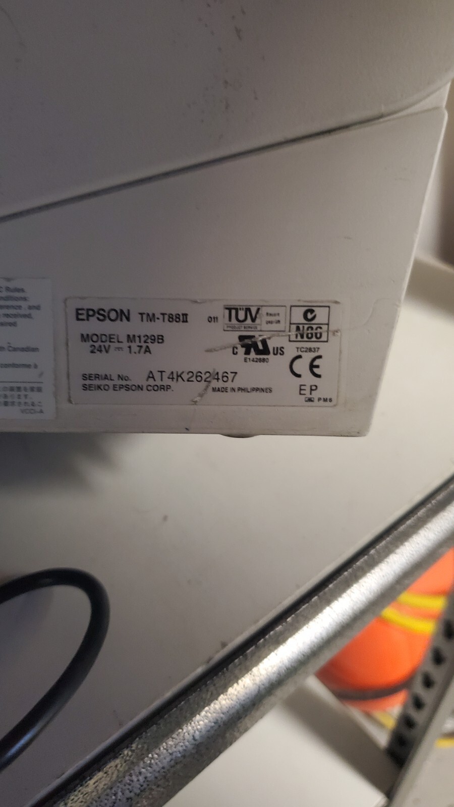 Epson Tm-t88ii Model M129c Ethernet Thermal Receipt Printer B12 for ...