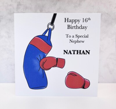 Personalised Boys Birthday Card, Boxing Birthday Card, Any Age Sport ...