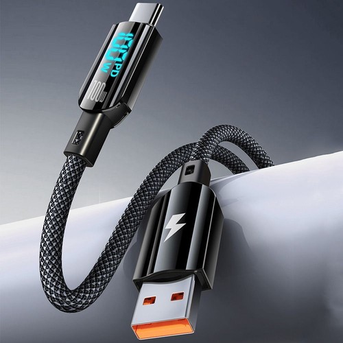 100W Fast Charge Cable Digital Display Data Cord Type-C Charging Line ...