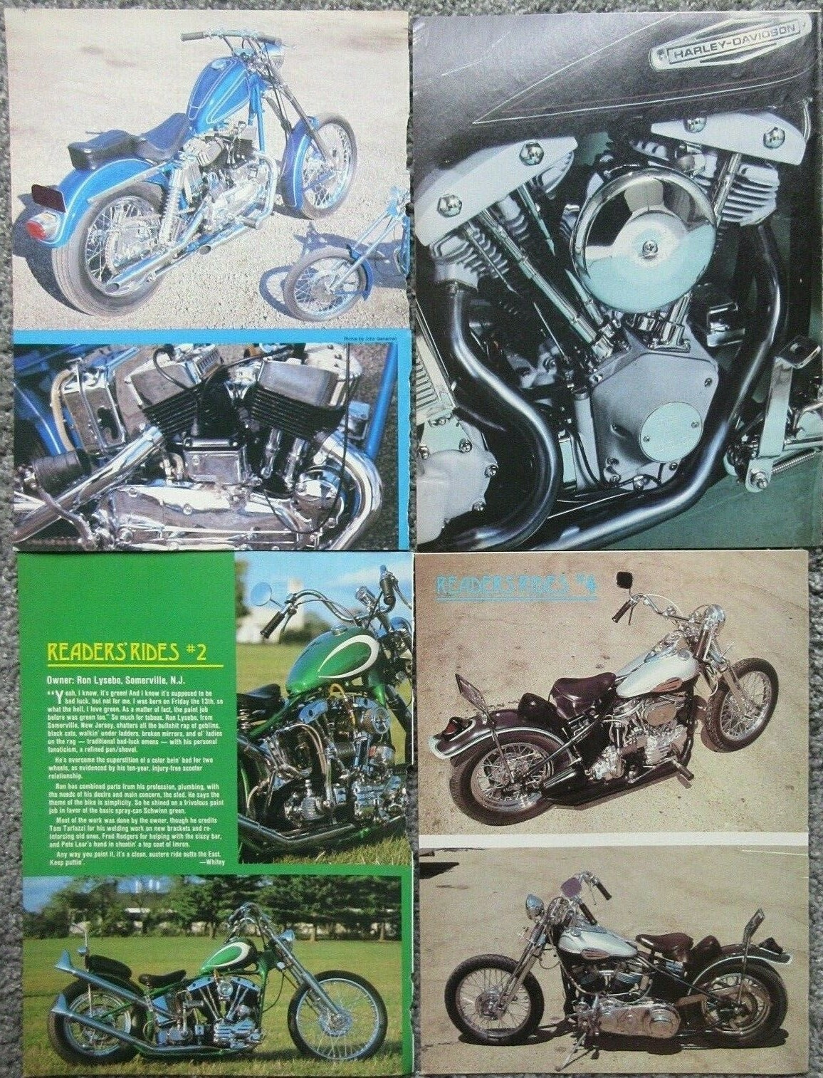 LOT 4 COLOR 8x10 PAGES EASYRIDERS MOTORCYCLE CHOPPER MAGAZINE HARLEY ...