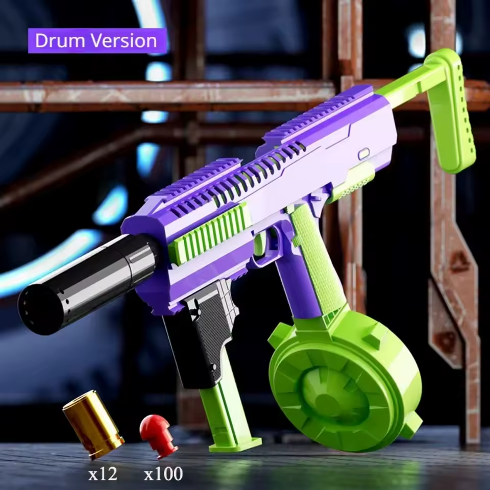 Carbine Toy Gun Shell Ejection Soft Bullet Blaster Automatic Drum Mag ...